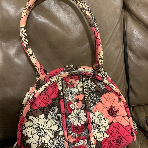 Vera Bradley | Bags | Vera Bradley Pink And Brown Bag With Silver Kiss ...